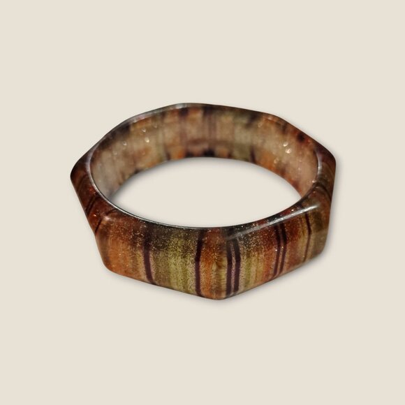 Vintage | Jewelry | Vintage Striped Glitter Resin Bangle Bracelet ...